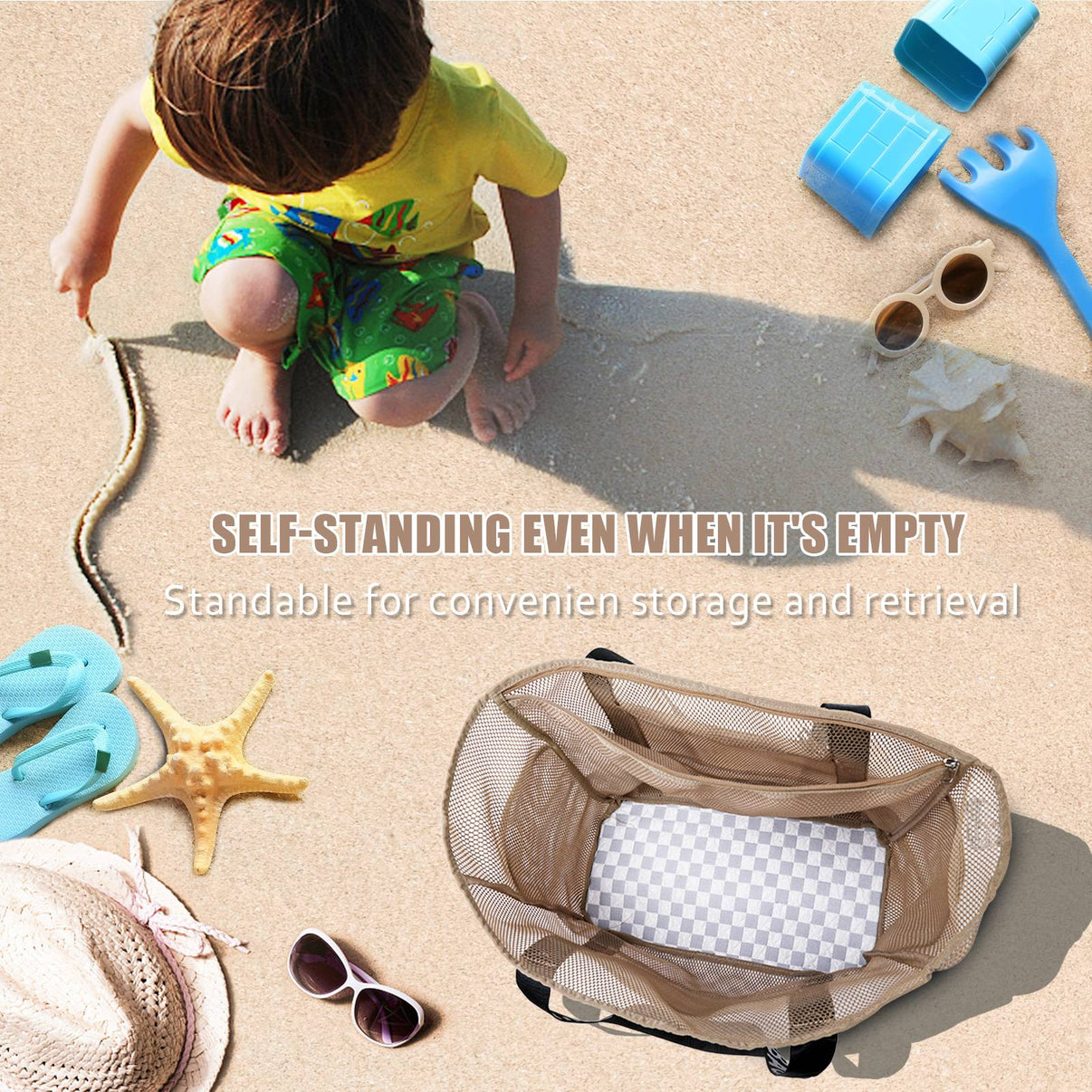 Foldable Extra Large Mesh Summer Beach Tote Bag – Myhozee